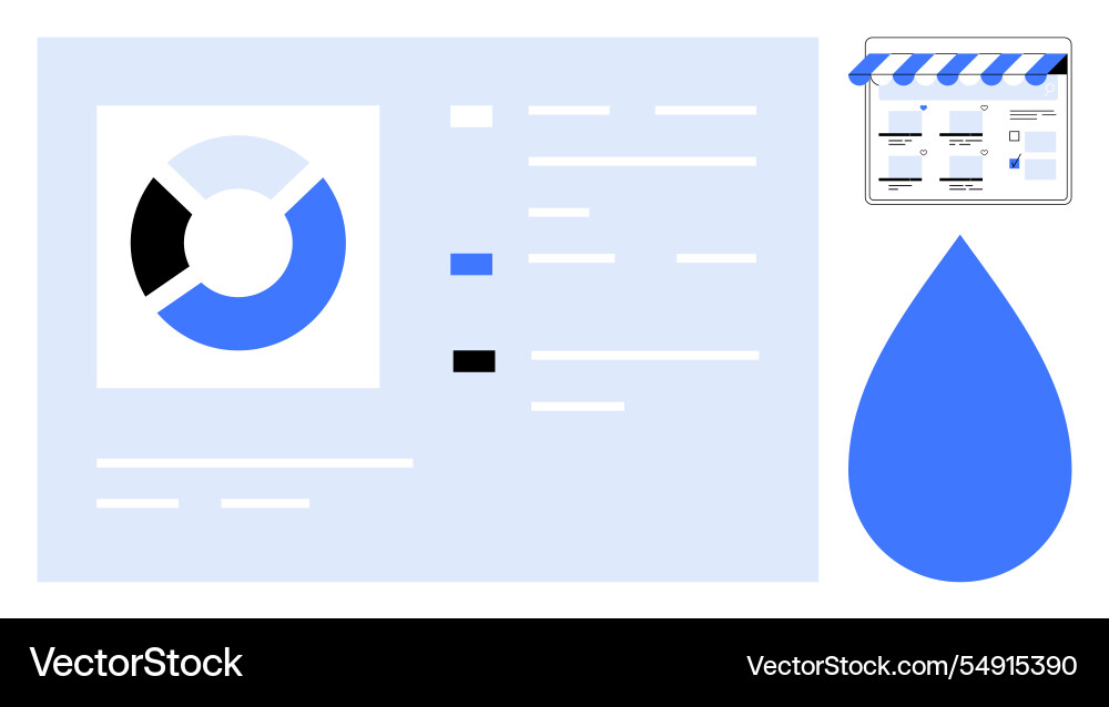 Data dashboard analysis with pie chart sidebar Vector Image