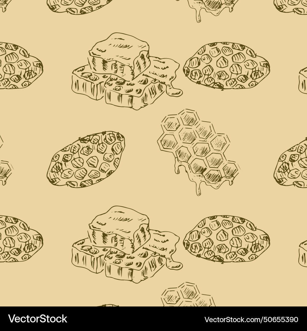 Hand drawn sketch of honeycomb pattern Royalty Free Vector