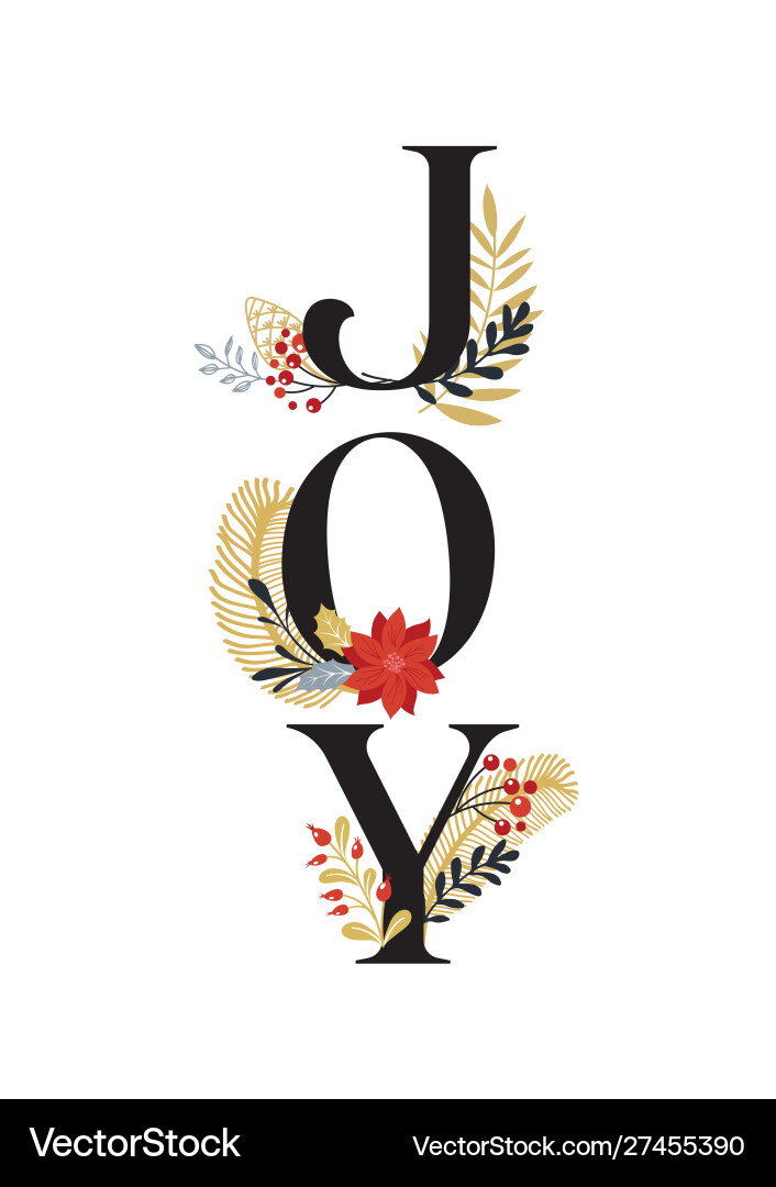 Joyful Christmas Lettering Card Royalty Free Vector Image