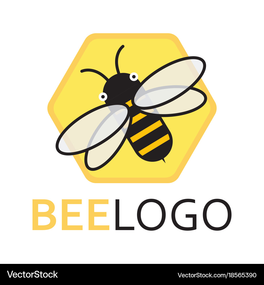 Logo of a bee on honeycomb stylized Royalty Free Vector