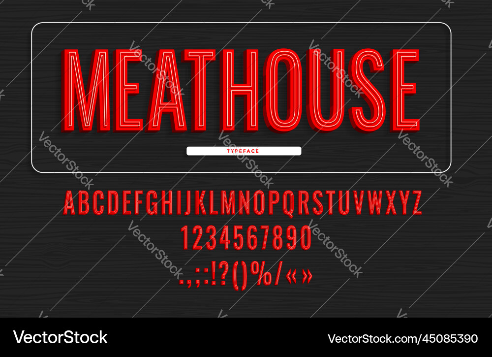 Steak font butcher typeface steakhouse type abc Vector Image