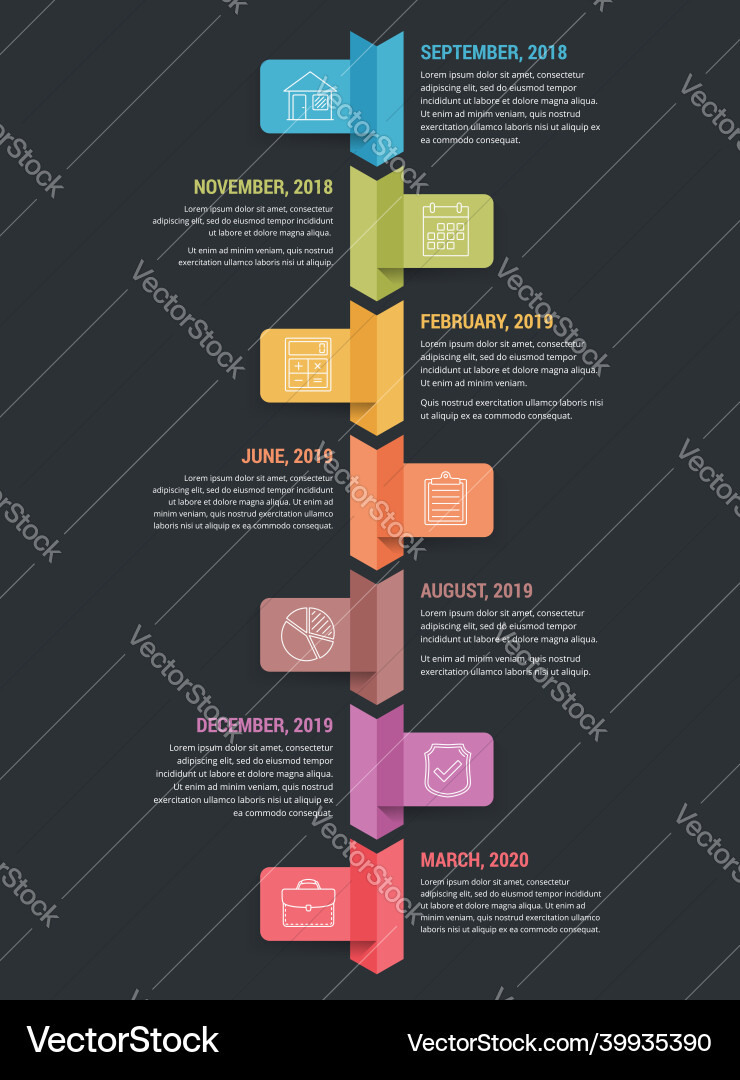 Vertical timeline infographics Royalty Free Vector Image