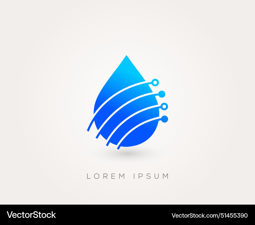 Water drop technology logo and digital Royalty Free Vector