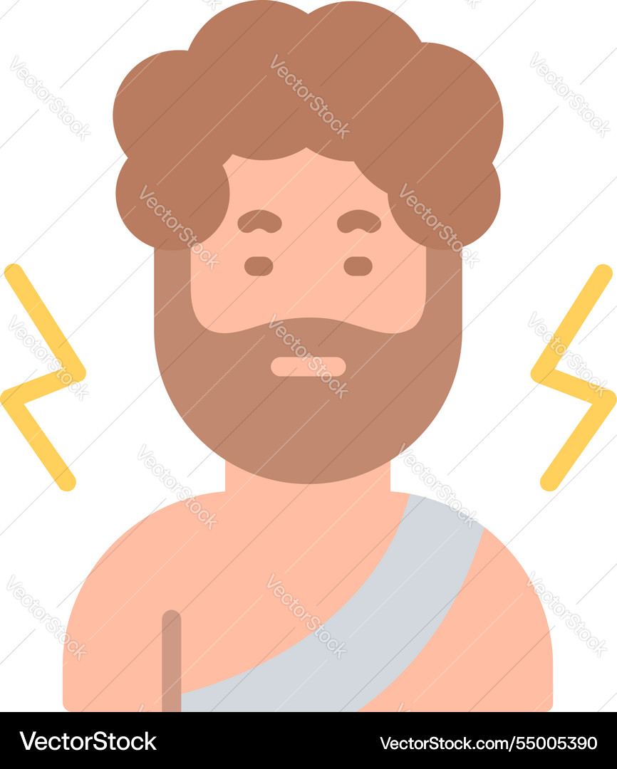 Zeus flat icon design Royalty Free Vector Image