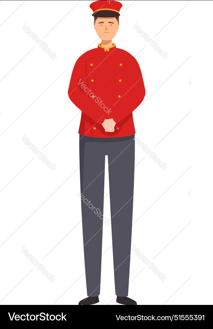 Bellhop standing respectfully waiting for hotel Vector Image