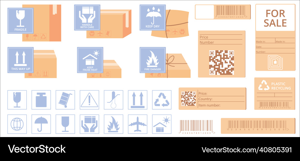 Cargo stickers set Royalty Free Vector Image - VectorStock