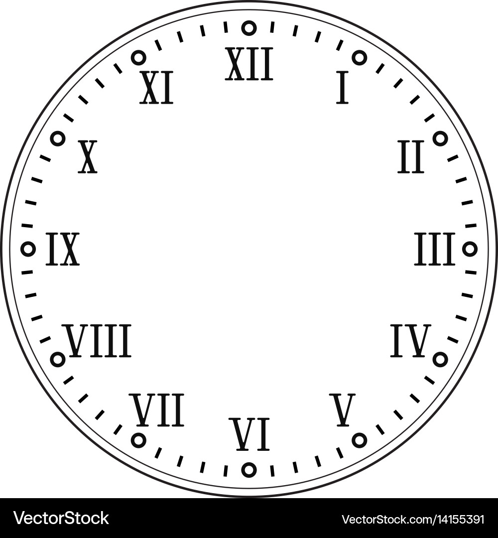 Clock face with roman numerals Royalty Free Vector Image