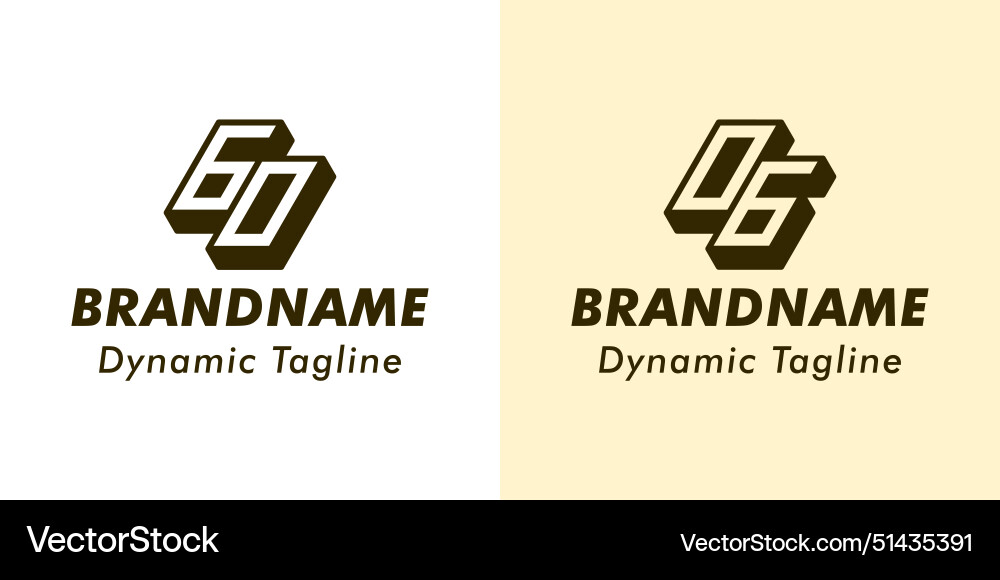Letters go and og 3d monogram logo suitable Vector Image