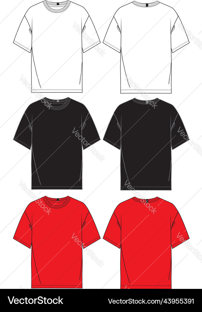 Oversize tshirt technical drawing Royalty Free Vector Image