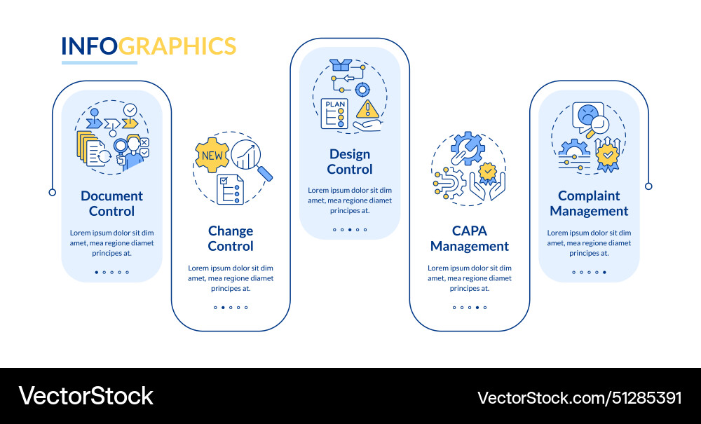 Qms processes organization rectangle infographic Vector Image