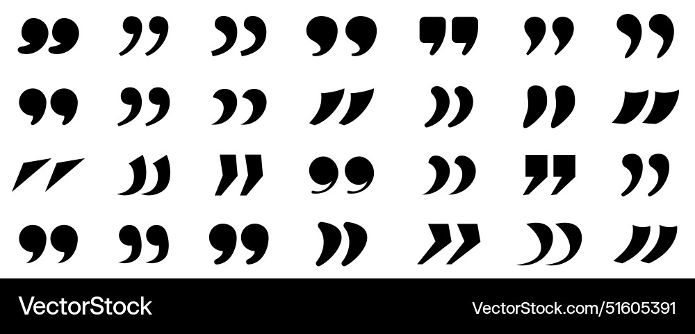 Various quotation mark styles in black on white Vector Image