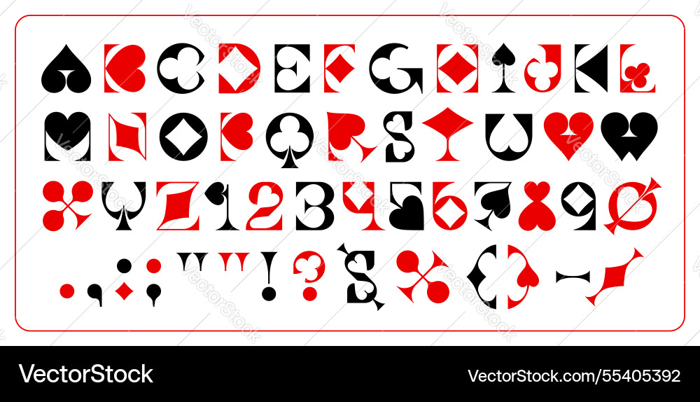 Casino poker font game card suit type typeface Vector Image