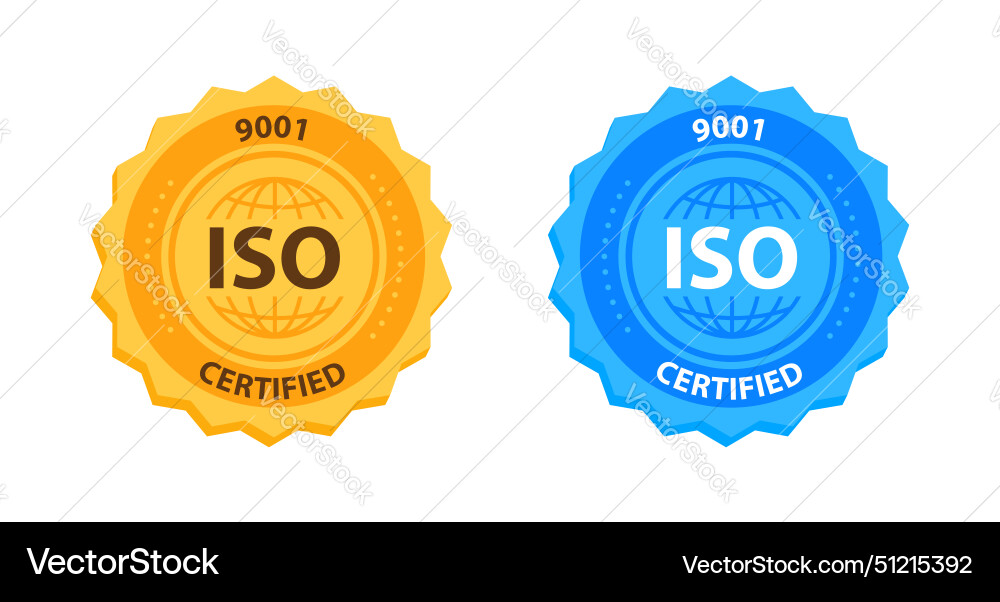 Iso 9001 quality management certification badge Vector Image