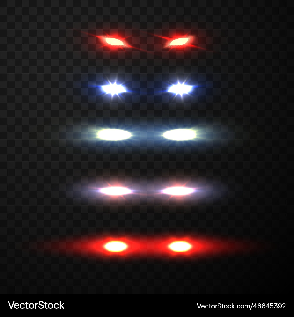 Laser eye effect yellow blue red glow overlay Vector Image