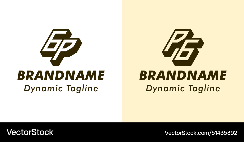 Letters gp and pg 3d monogram logo suitable Vector Image