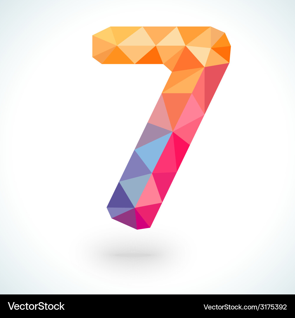 Number seven in modern polygonal crystal style Vector Image