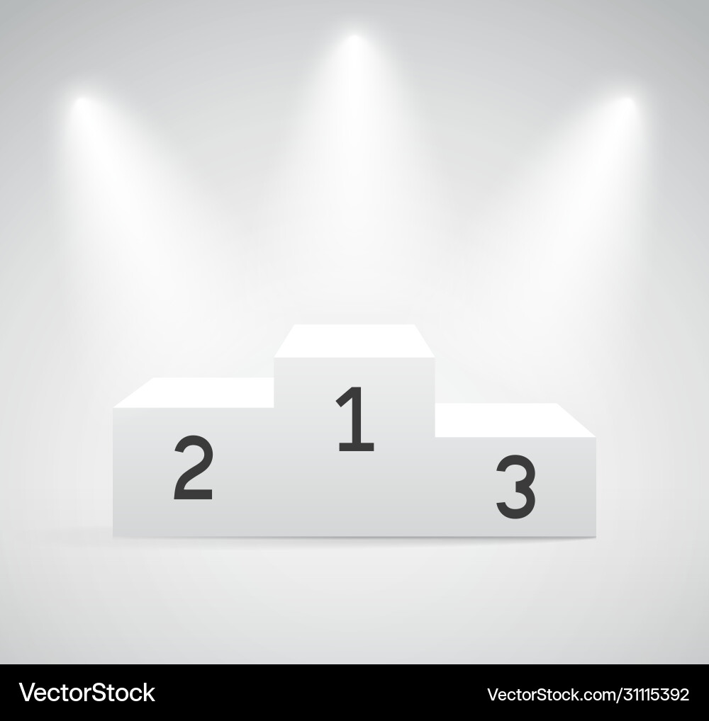Podium three rank places with spotlight Royalty Free Vector