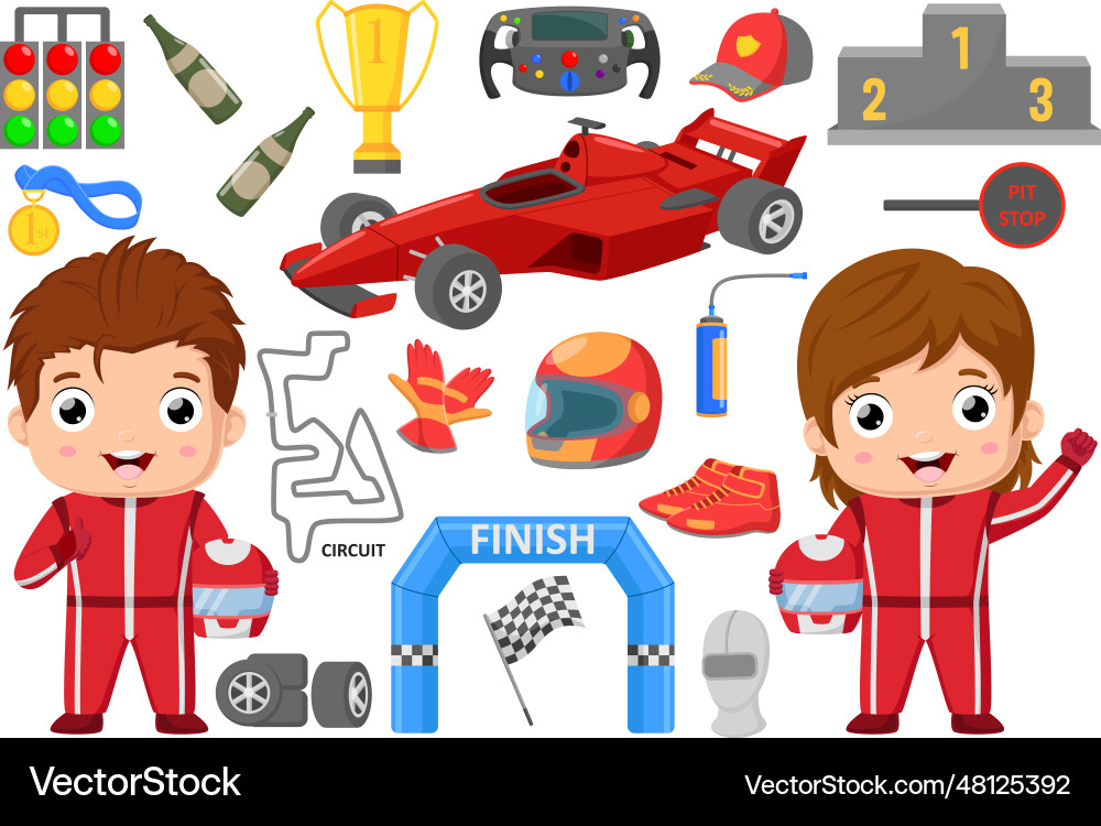 Set of formula racing car elements Royalty Free Vector Image