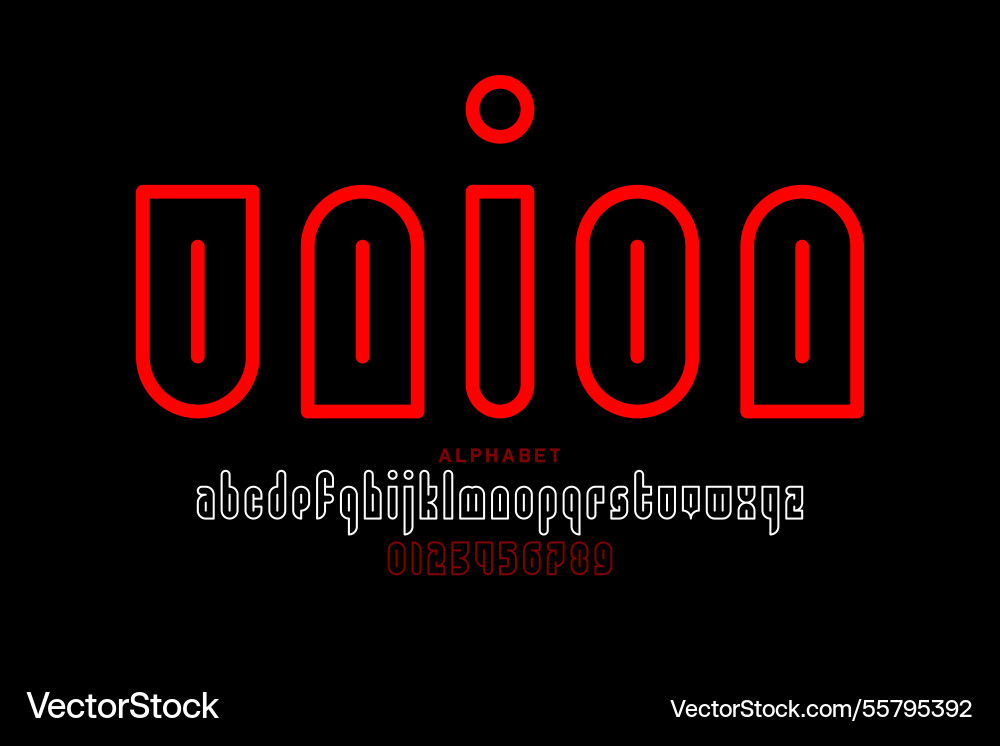 Union skizzieren Schrift Buchstaben und Zahlen Vektorbild