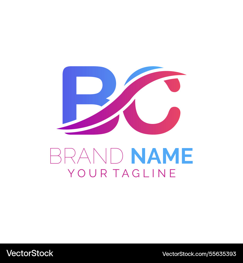 Bc logo design trendy awesome artistic initial Vector Image