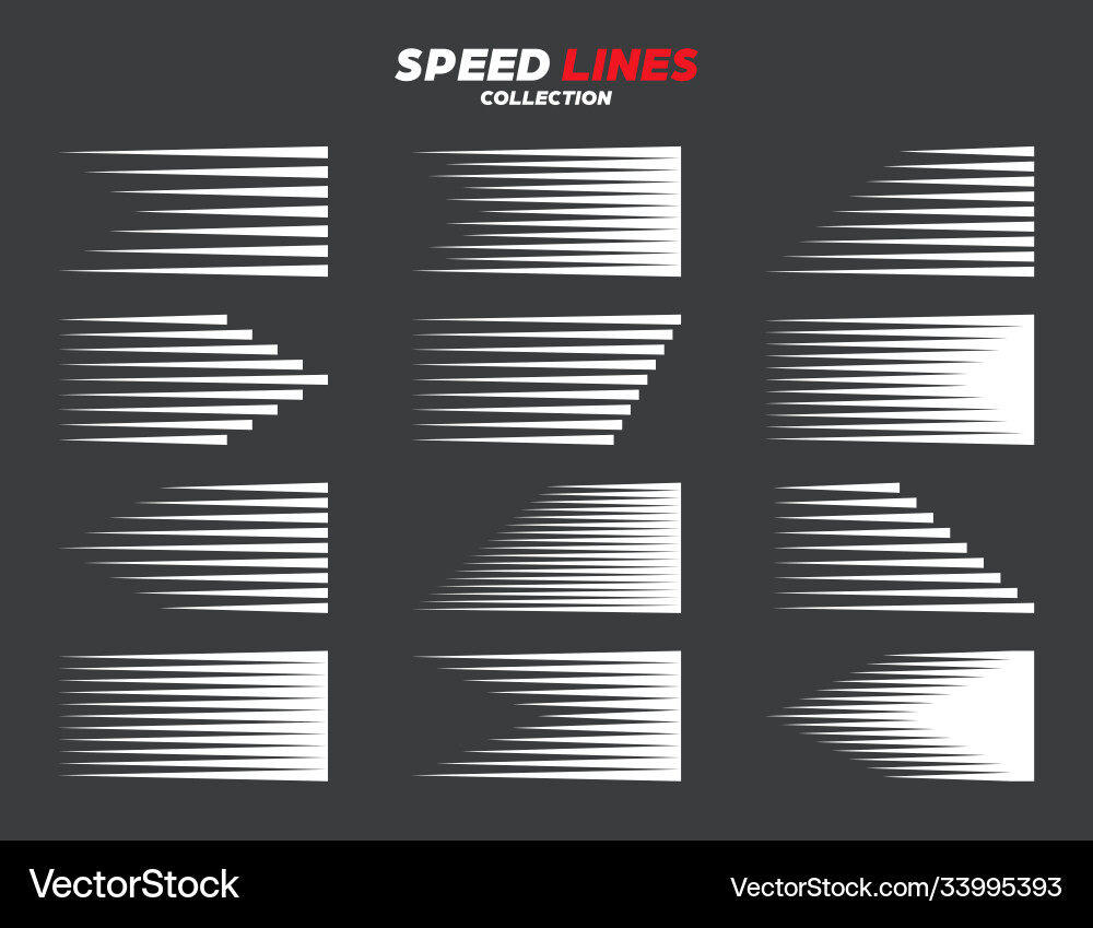 Comic speed motion lines collection Royalty Free Vector