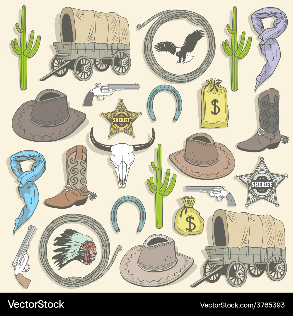 Cowboy seamless pattern Royalty Free Vector Image