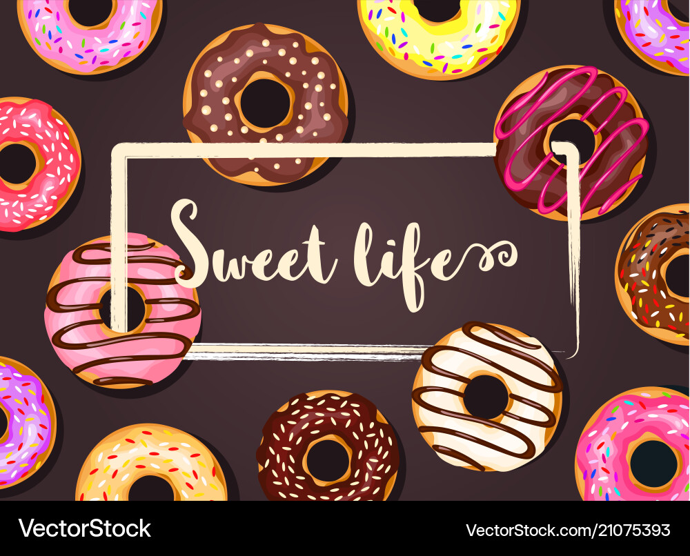 Donut frame background Royalty Free Vector Image