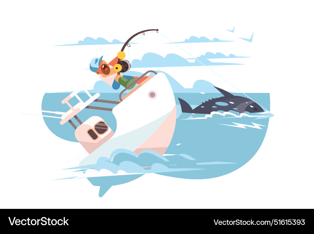 Fishing adventure at sea Royalty Free Vector Image