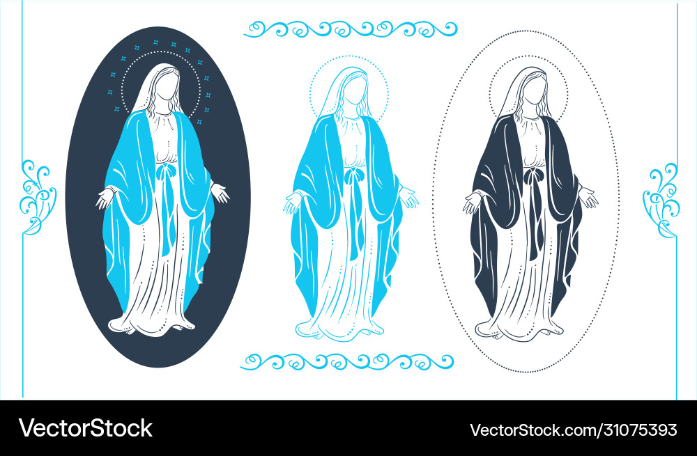 Holy virgin mary with greeting cards Royalty Free Vector