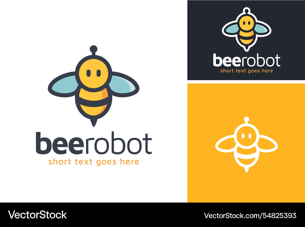 Honey bee bumblebee android robot cartoon logo Vector Image