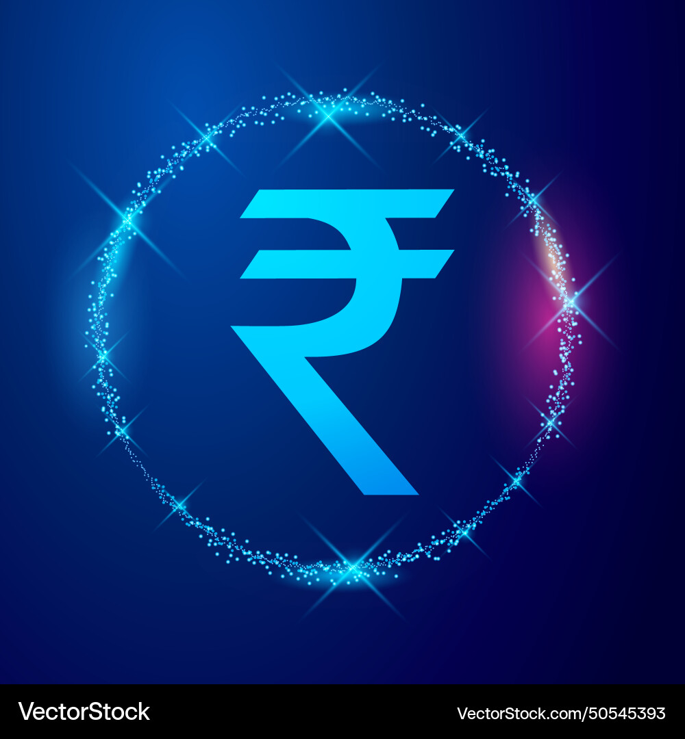 Indian currency rupee with circular light effect Vector Image