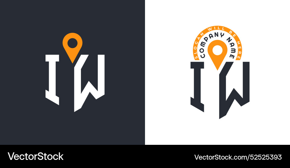 Iw location logo bundle letter dual icons Vector Image