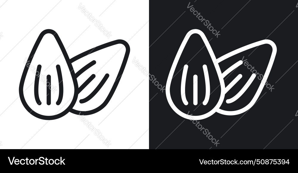 Almond icon set kernel nut milk symbol Royalty Free Vector