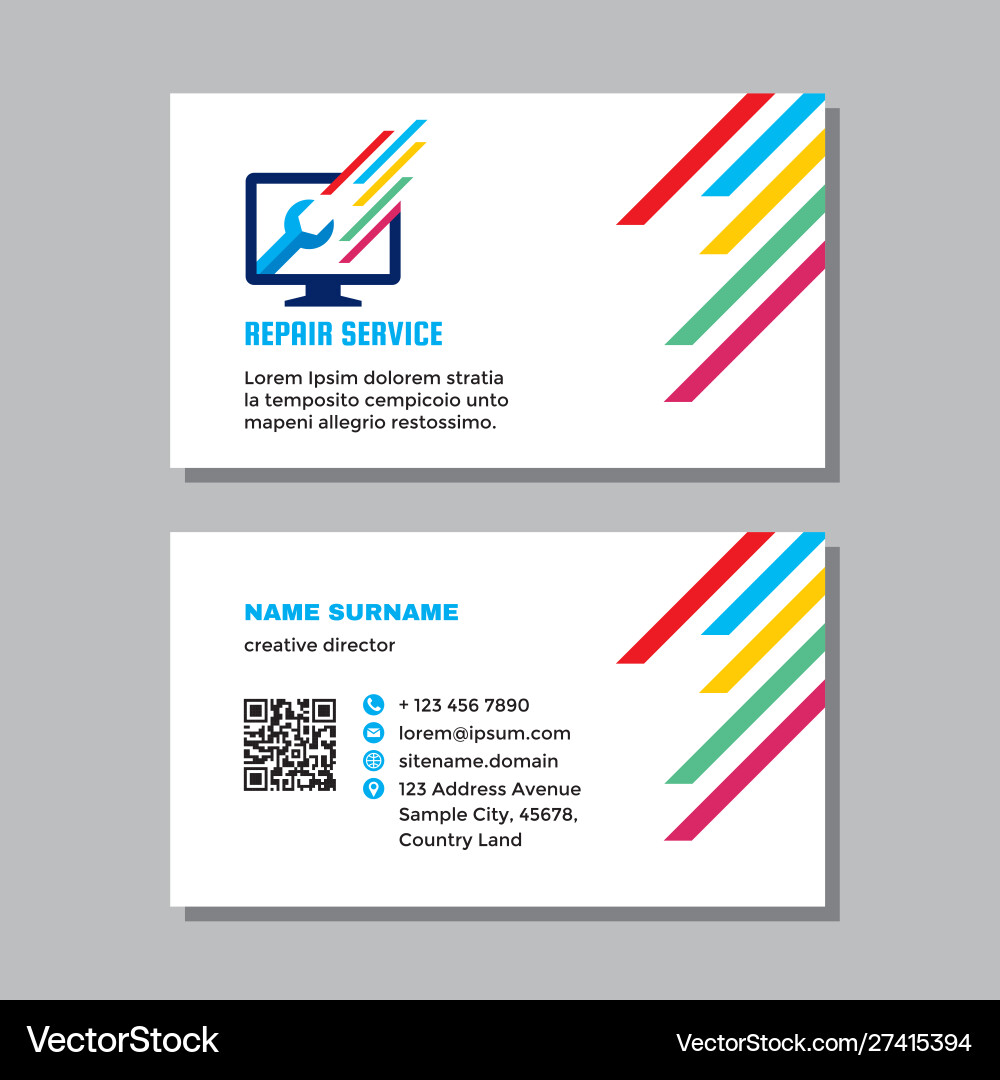 Business visit card template with logo - concept Vector Image