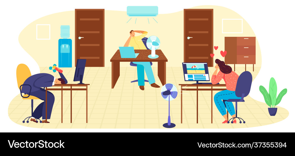 Hot summer day at office work high temperature Vector Image