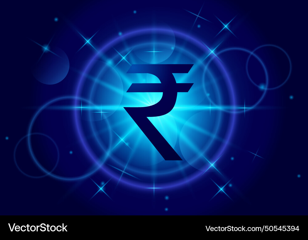 Indian currency rupee with light effect Royalty Free Vector