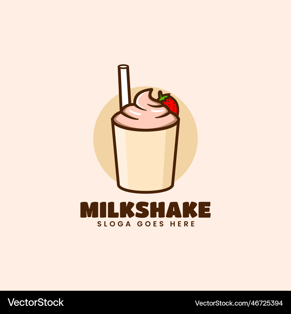 Logo milkshake simple mascot style Royalty Free Vector Image