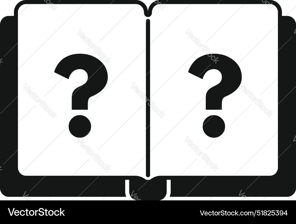 Open book icon with question marks asking Vector Image