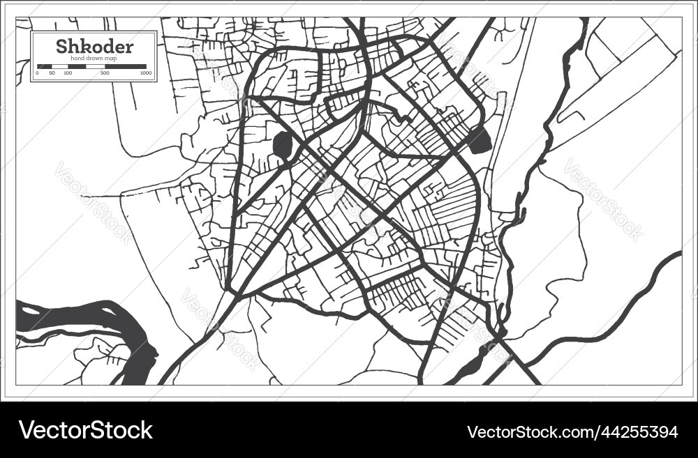 Shkoder albania city map in black and white color Vector Image