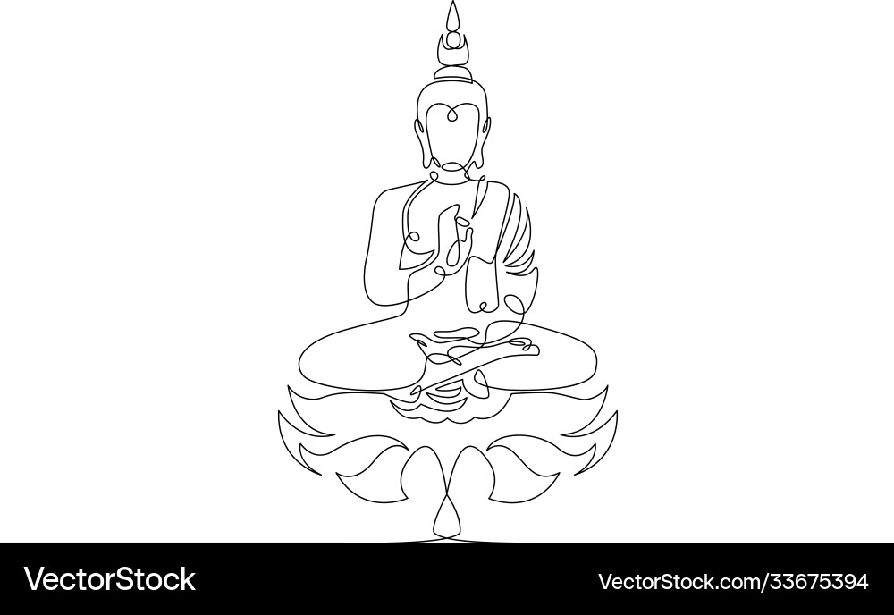 Single Line Buddha Meditation Royalty Free Vector Image