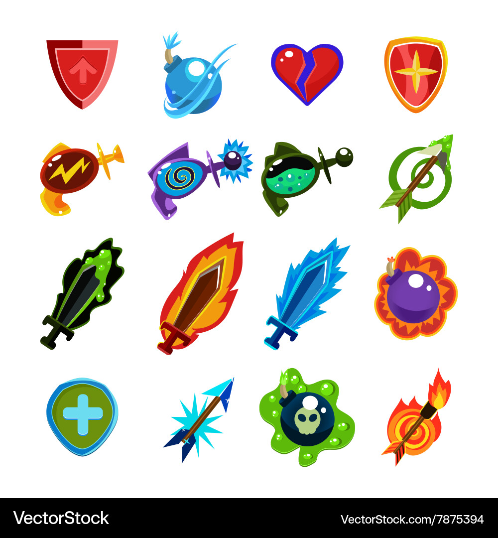 Video game icons set Royalty Free Vector Image