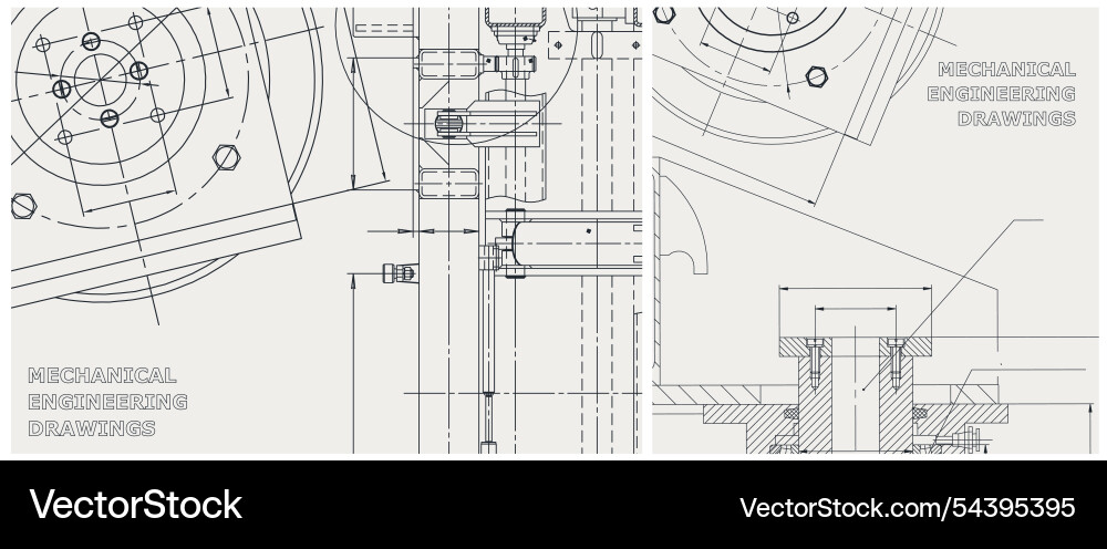 Blueprint set engine line drawing Royalty Free Vector Image