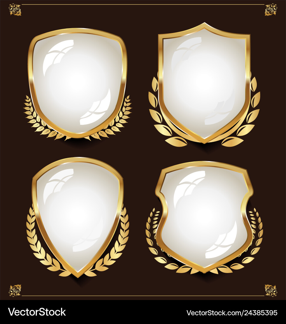 Classic Black and White Shield with Laurel Wreaths