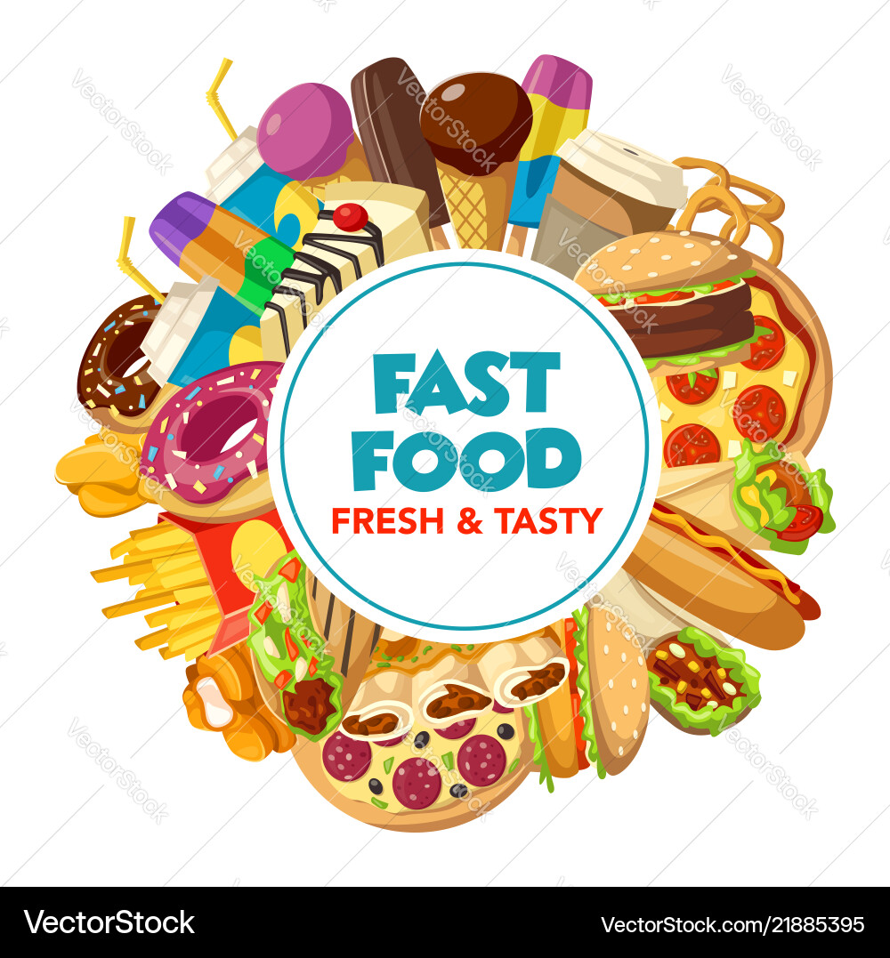 Fast food burger drink and dessert Royalty Free Vector Image