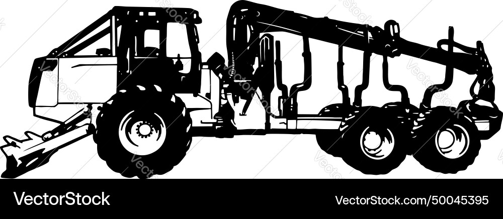 Forwarder - special vehicle heavy machinery Vector Image