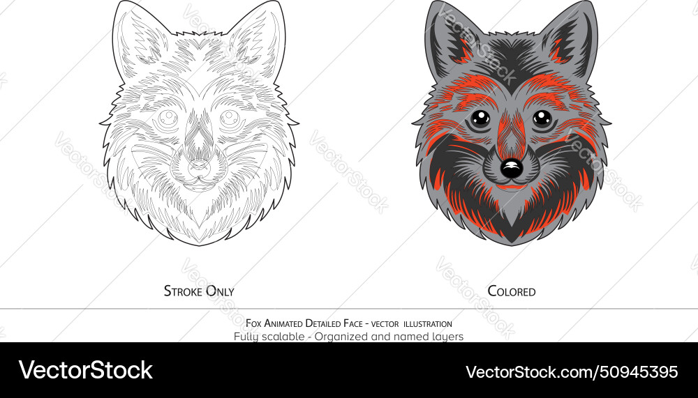 Fox animated face Royalty Free Vector Image - VectorStock
