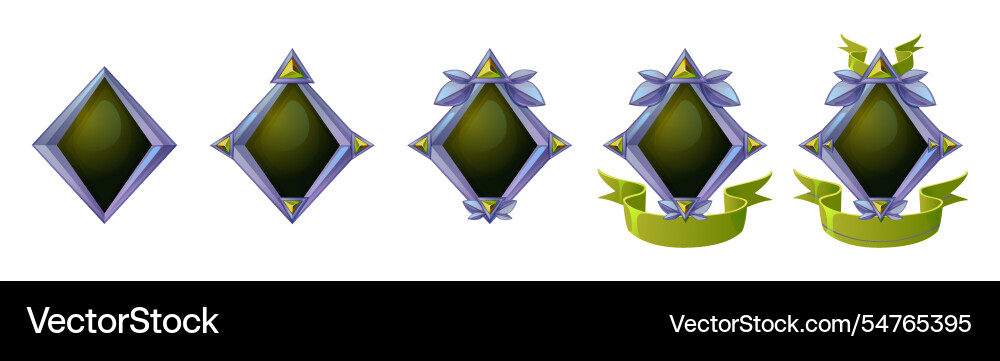 Green game level badges set isolated on white Vector Image