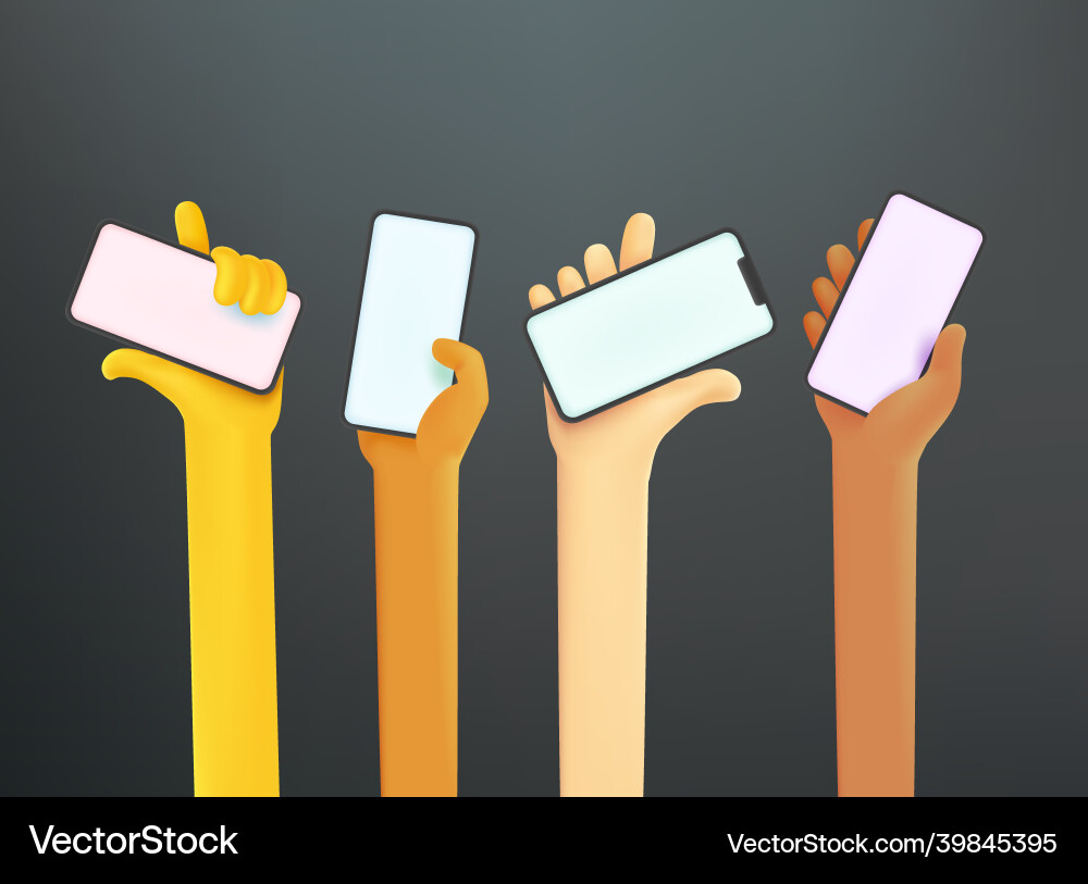 Group of people different races using smartphones Vector Image