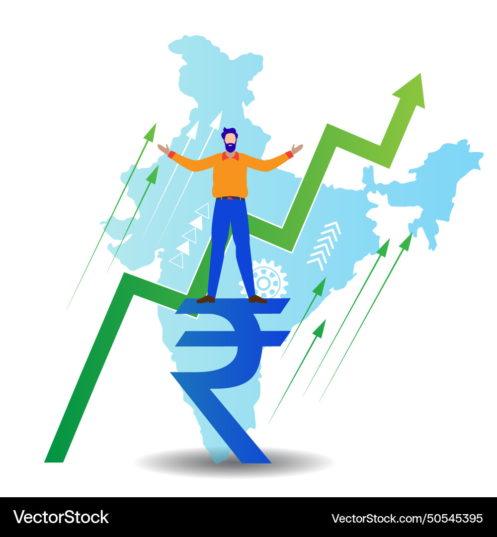Indian economic growth rupee concept Royalty Free Vector