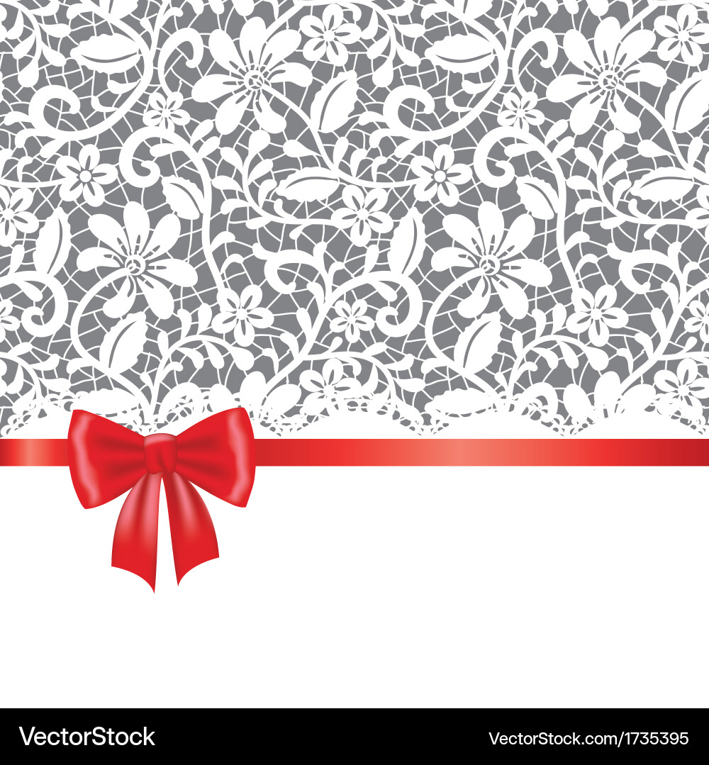 Lace red ribbon and bow Royalty Free Vector Image
